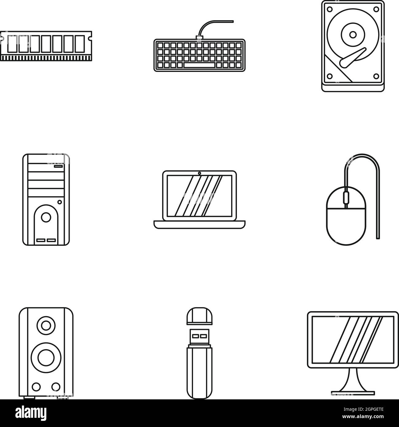 Computer icons set, outline style Stock Vector Image & Art - Alamy