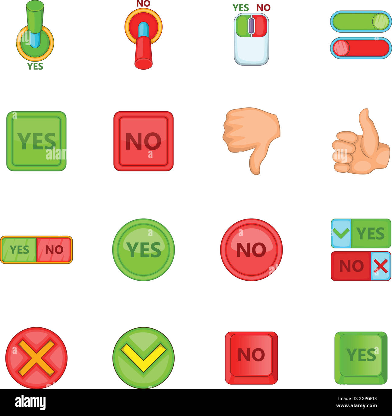 Yes no icons set, cartoon style Stock Vector Image & Art - Alamy