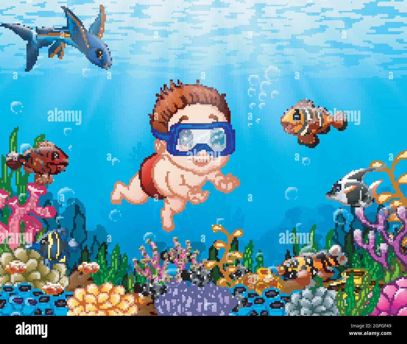 Cartoon illustration funny scuba diver hi-res stock photography and ...