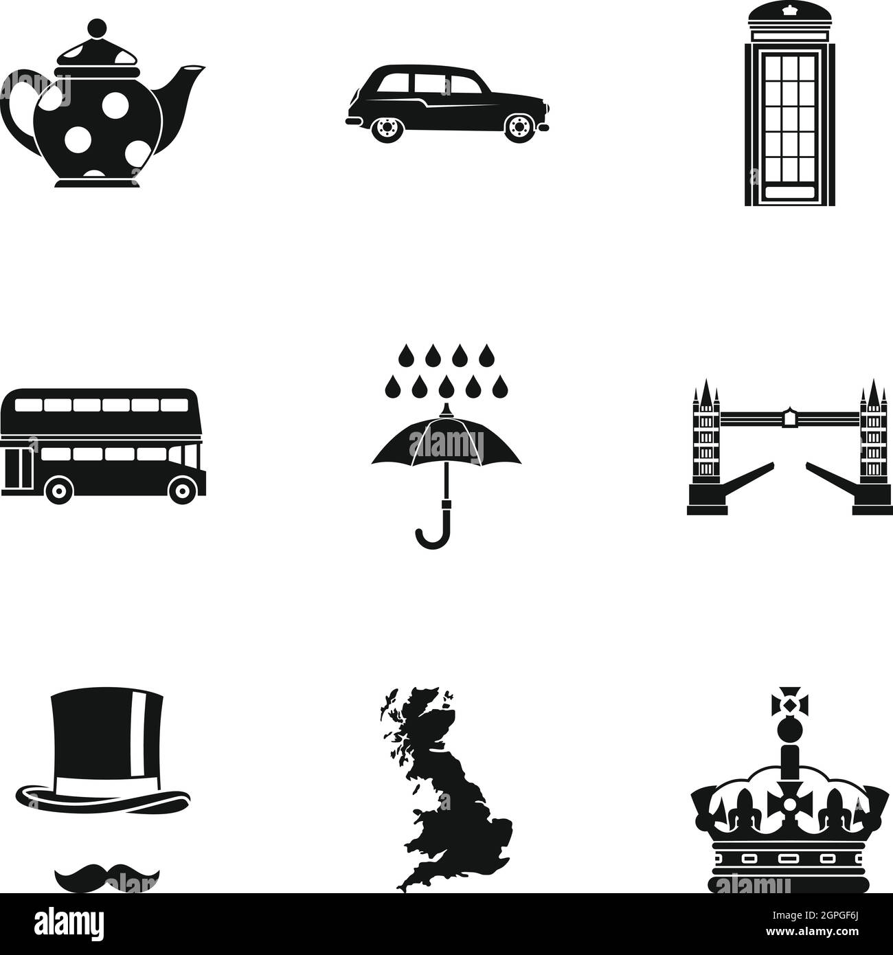 Tourism in United Kingdom icons set, simple style Stock Vector Image ...