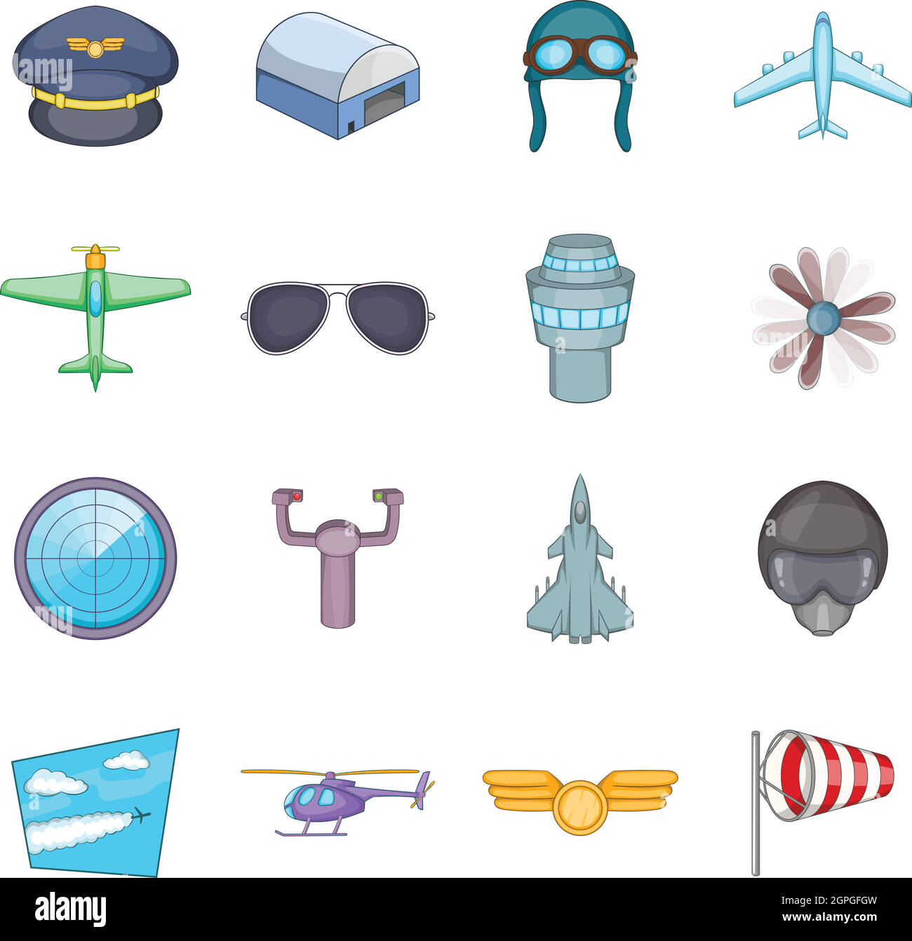 Aviation icons set, cartoon style Stock Vector Image & Art - Alamy