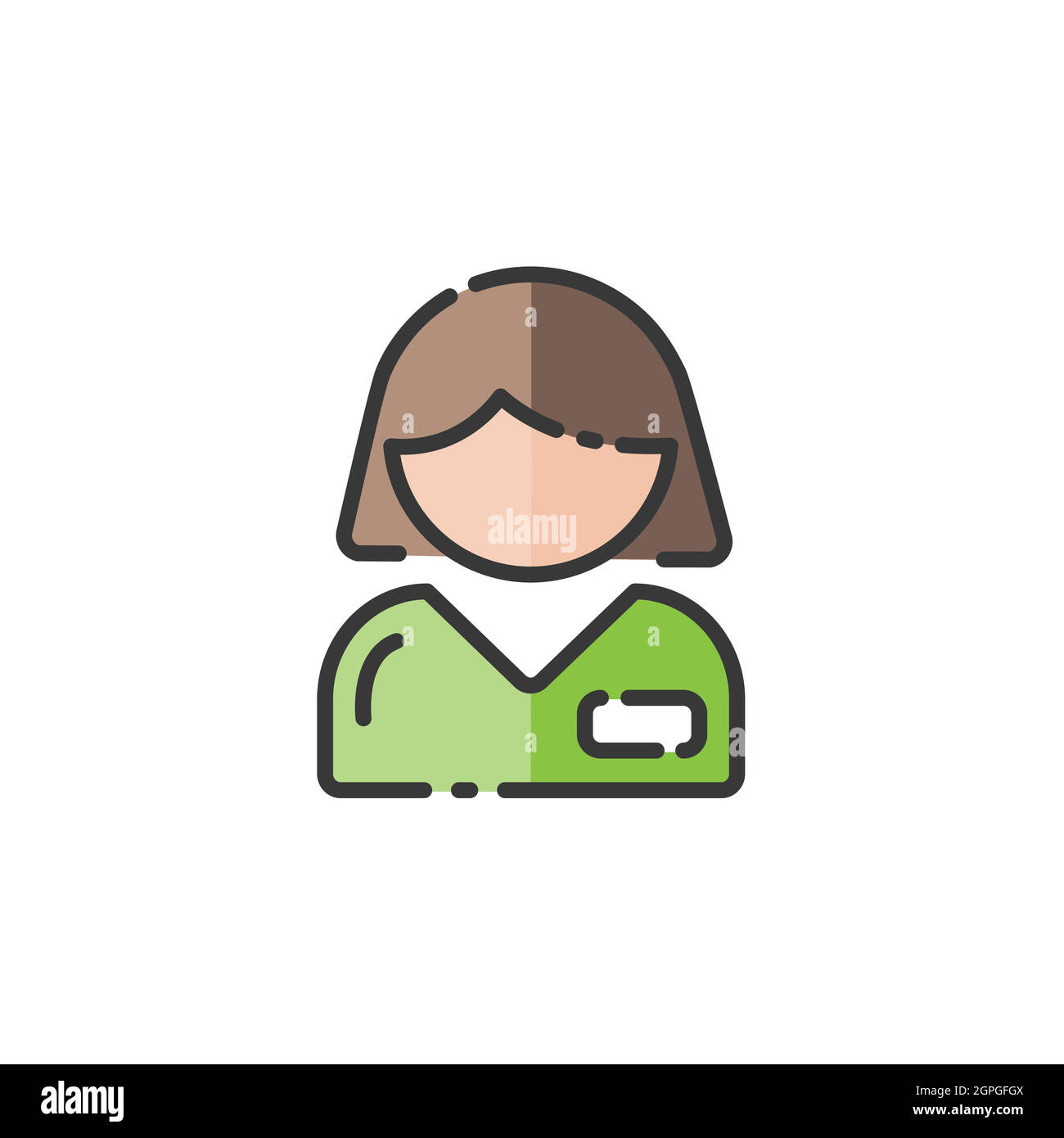 Employed people. Woman working. Filled color icon. Commerce vector ...