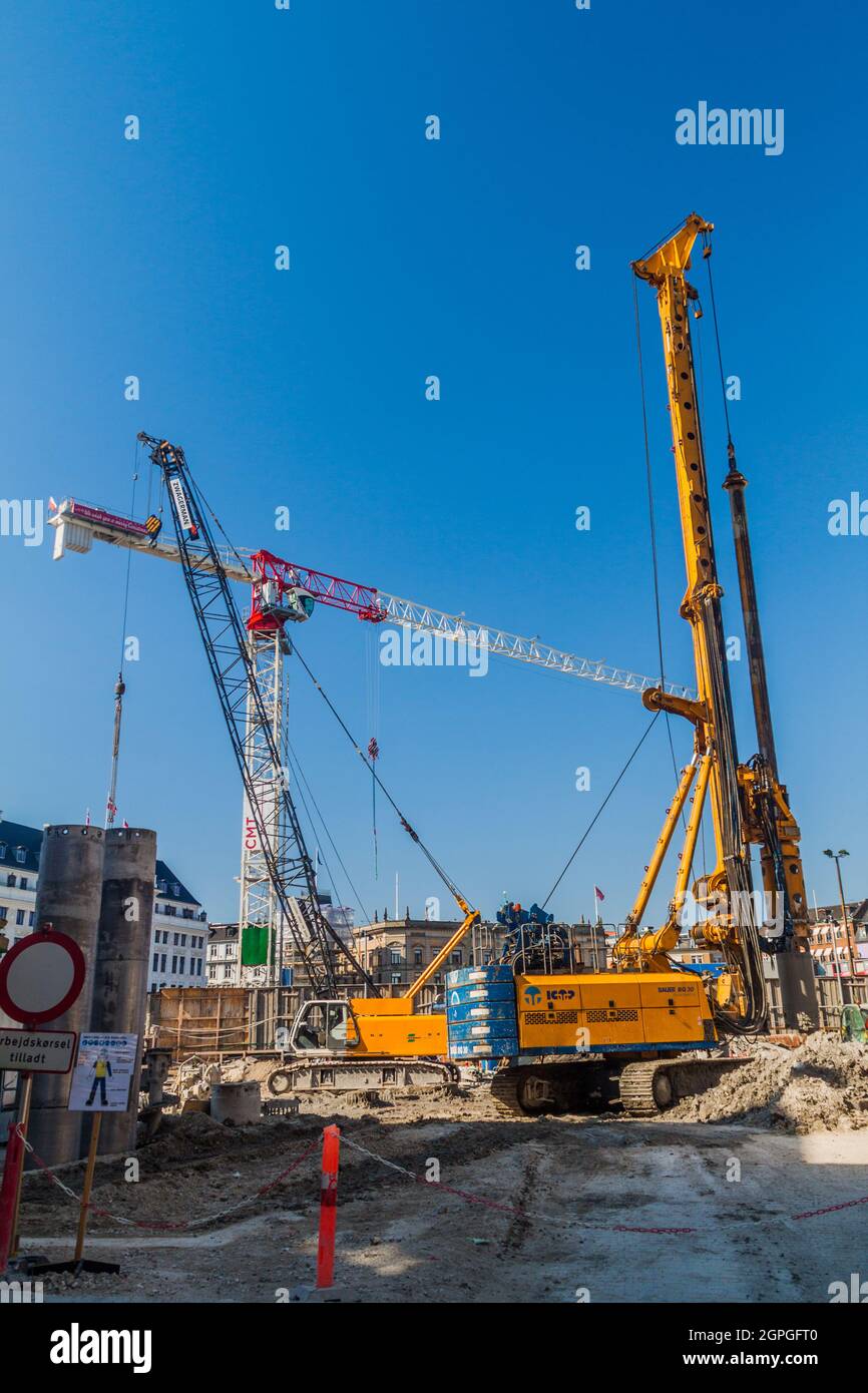 COPENHAGEN, DENMARK - AUGUST 26, 2016: Construction site of a new metro ...