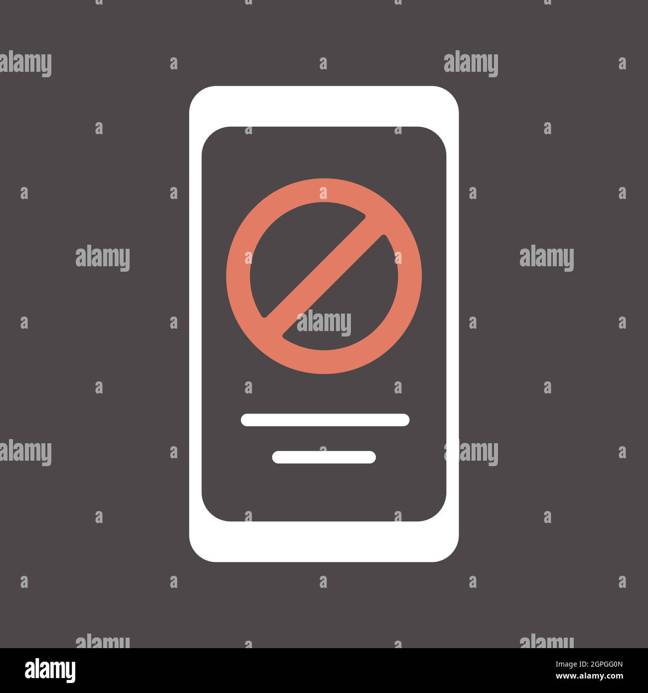 Prohibition sign on smartphone screen vector glyph icon Stock Vector ...