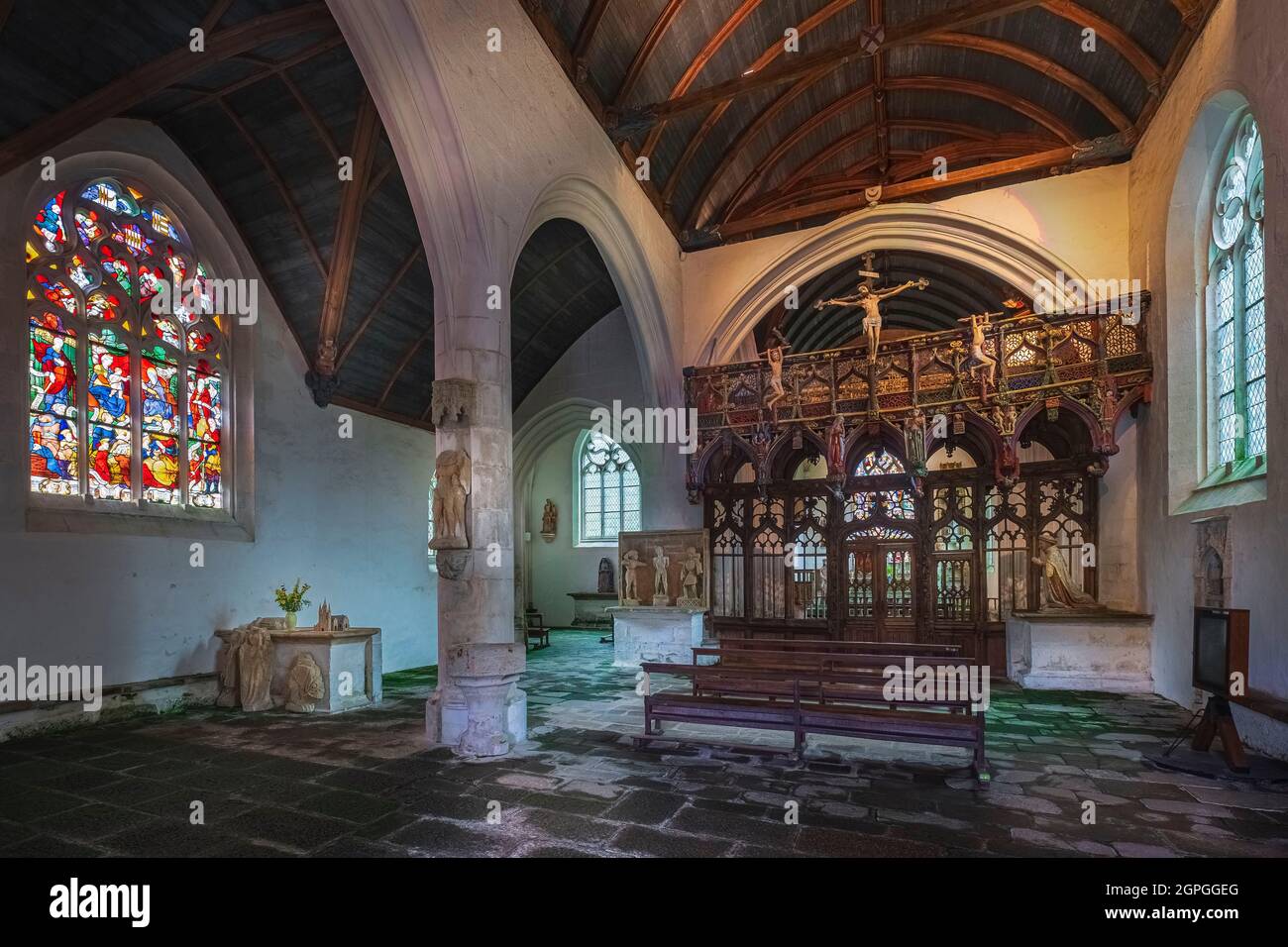 France, Morbihan, Le Faouët, 15th century Saint-Fiacre chapel ...