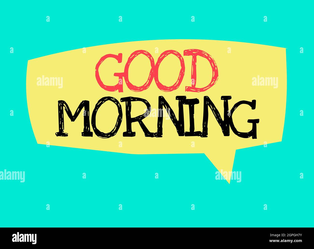 Good morning in turquoise background illustration Stock Photo - Alamy