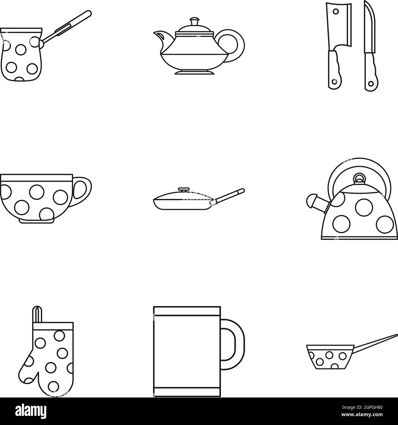 Tableware icons set, outline style Stock Vector Image & Art - Alamy