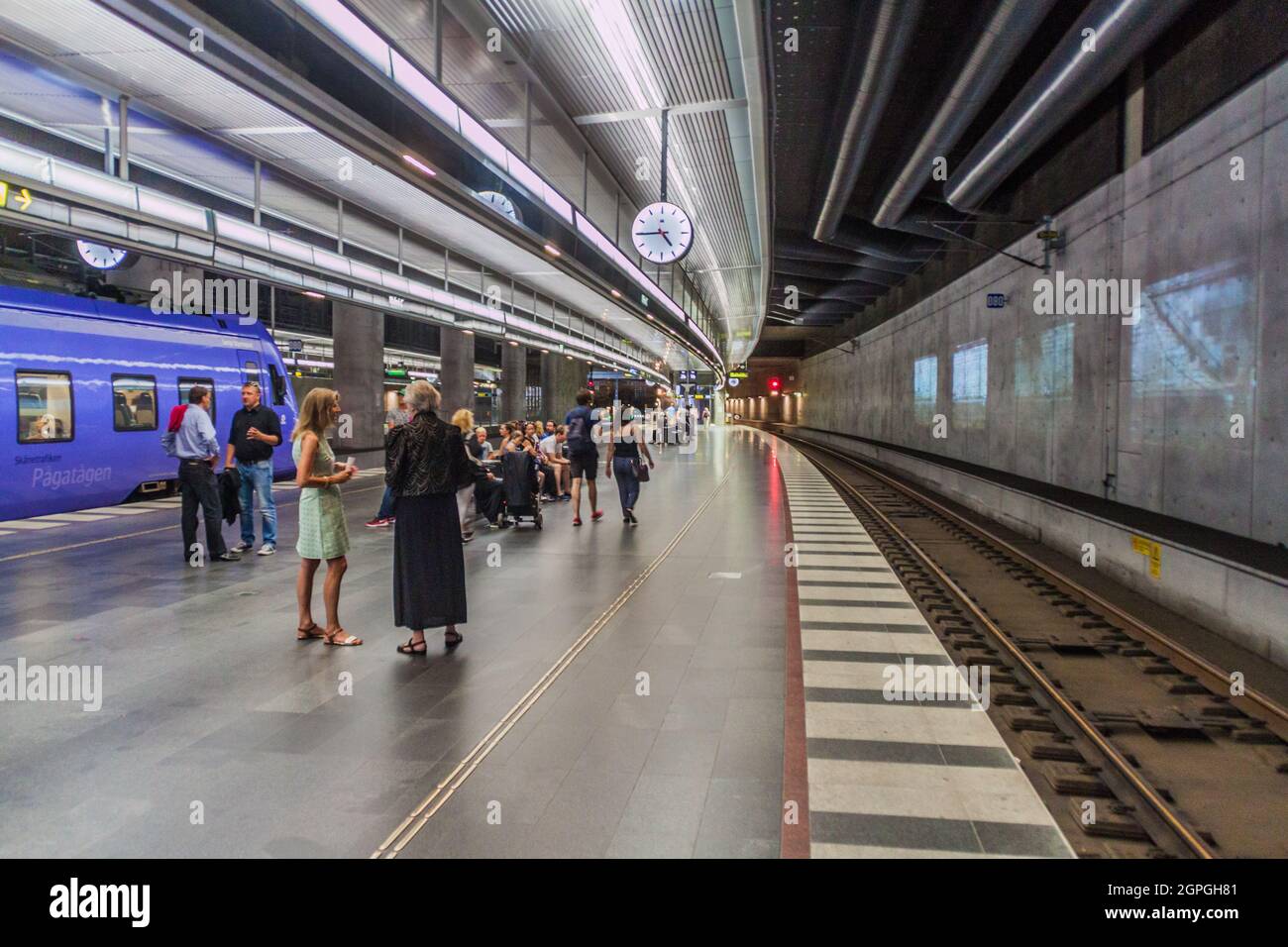 MALMO, SWEDEN - AUGUST 27, 2016: Platform of Central train Station in ...