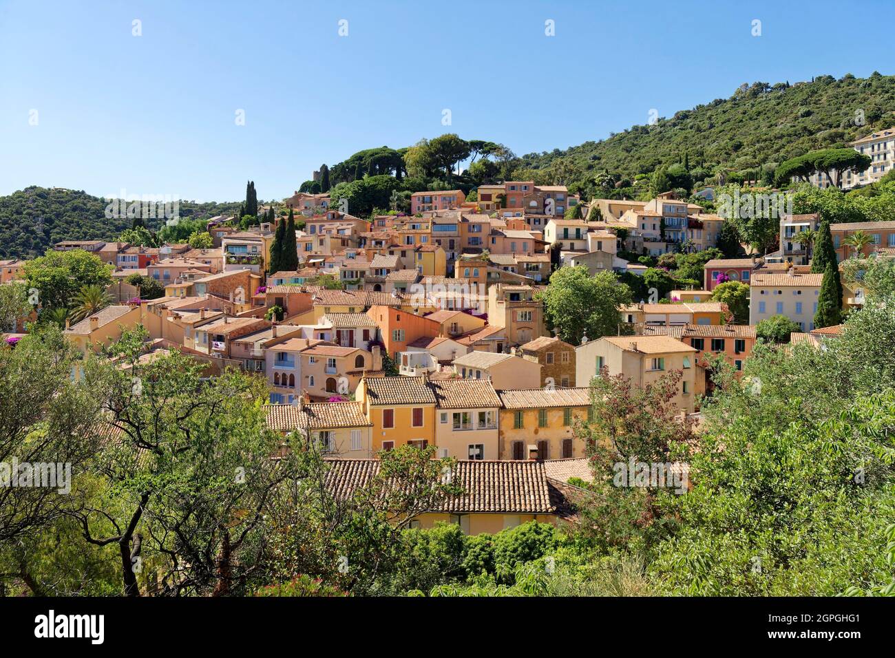 France, Var, Bormes-les-Mimosas, the old medieval village Stock Photo ...