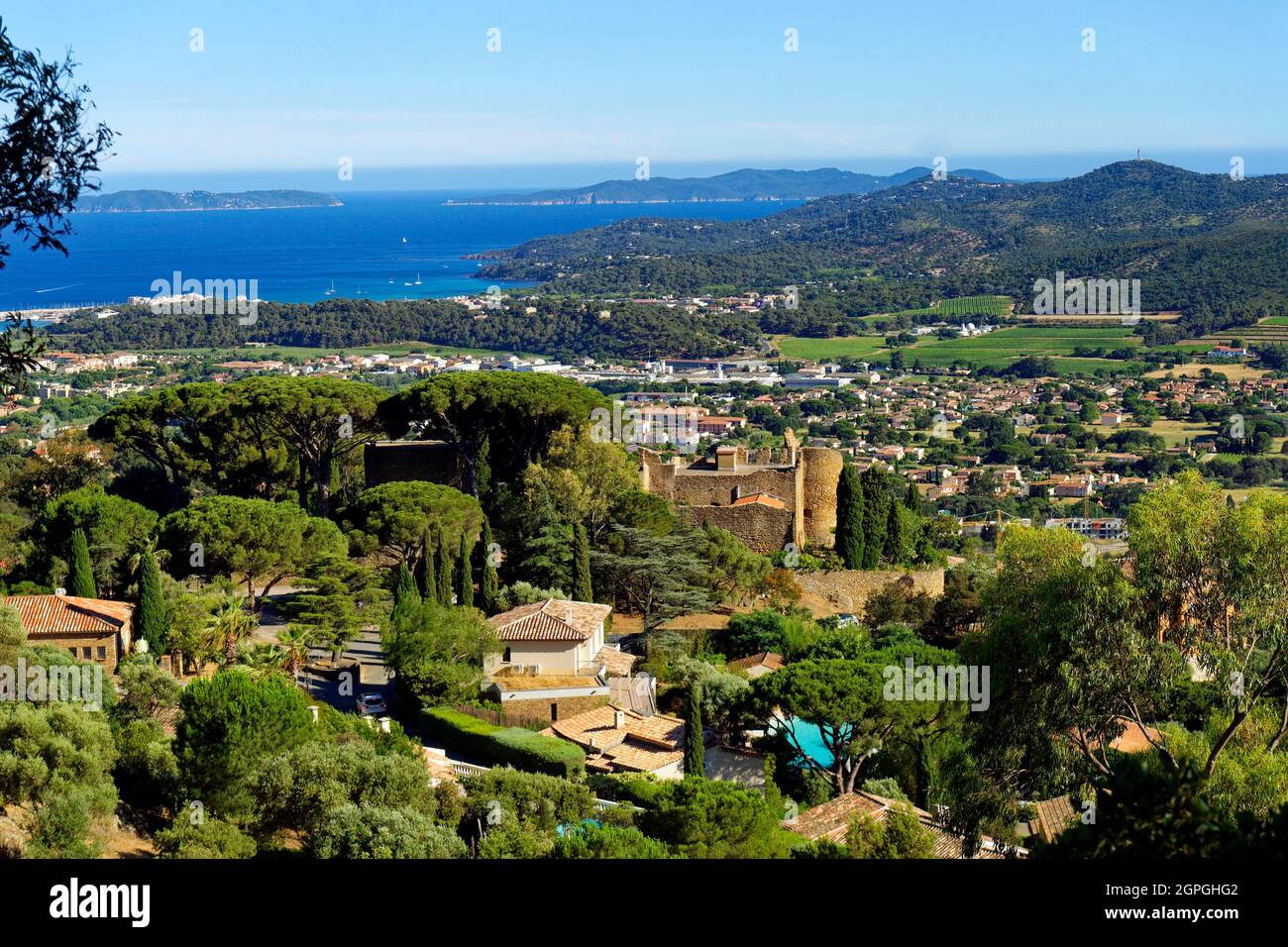 France, Var, Bormes-les-Mimosas, the old medieval village with the ...