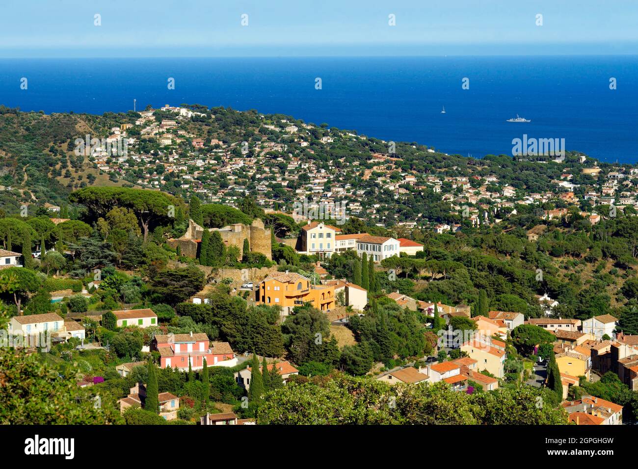 France, Var, Bormes-les-Mimosas, the old medieval village with the ...