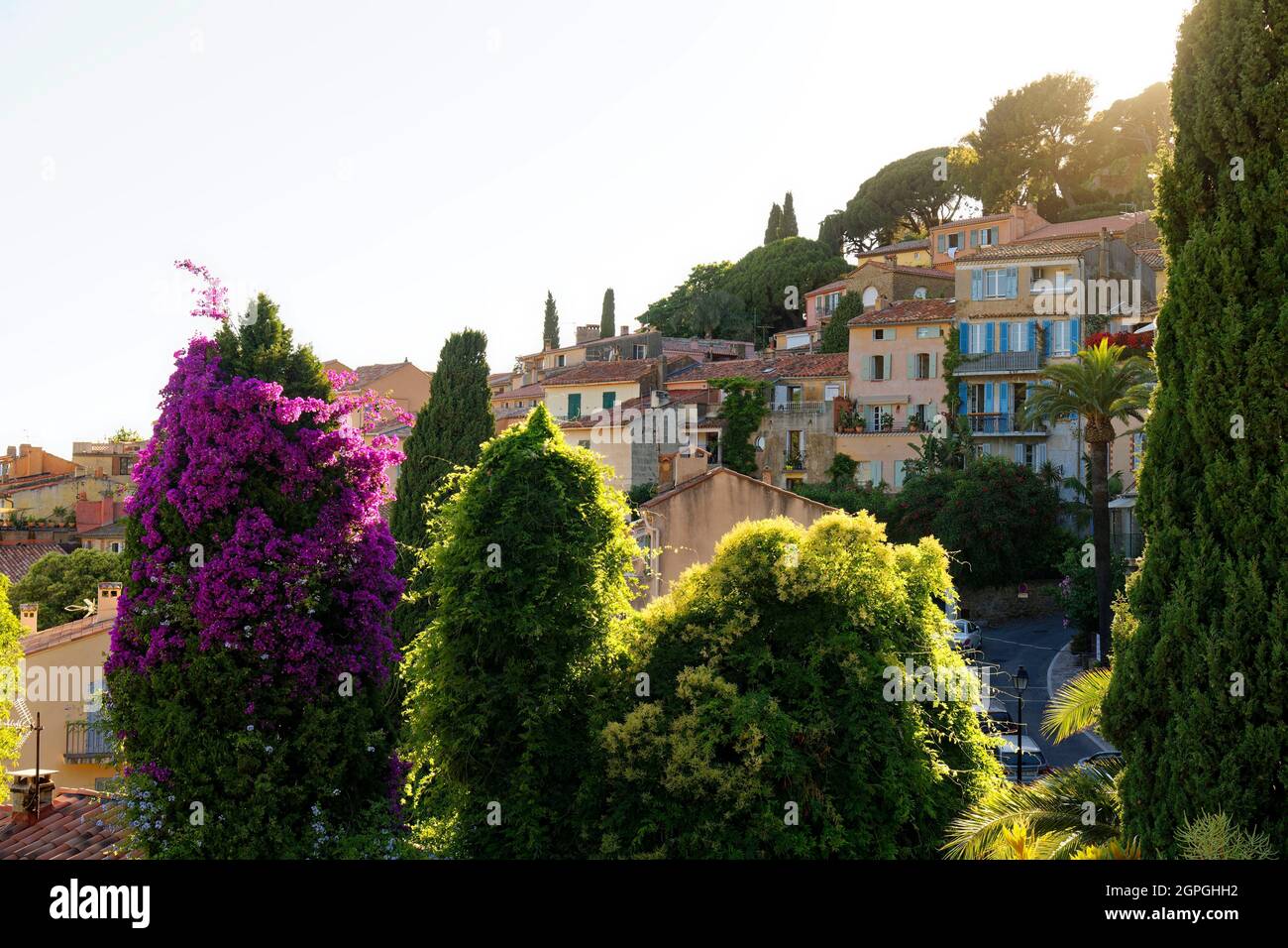 France, Var, Bormes-les-Mimosas, the old medieval village Stock Photo ...