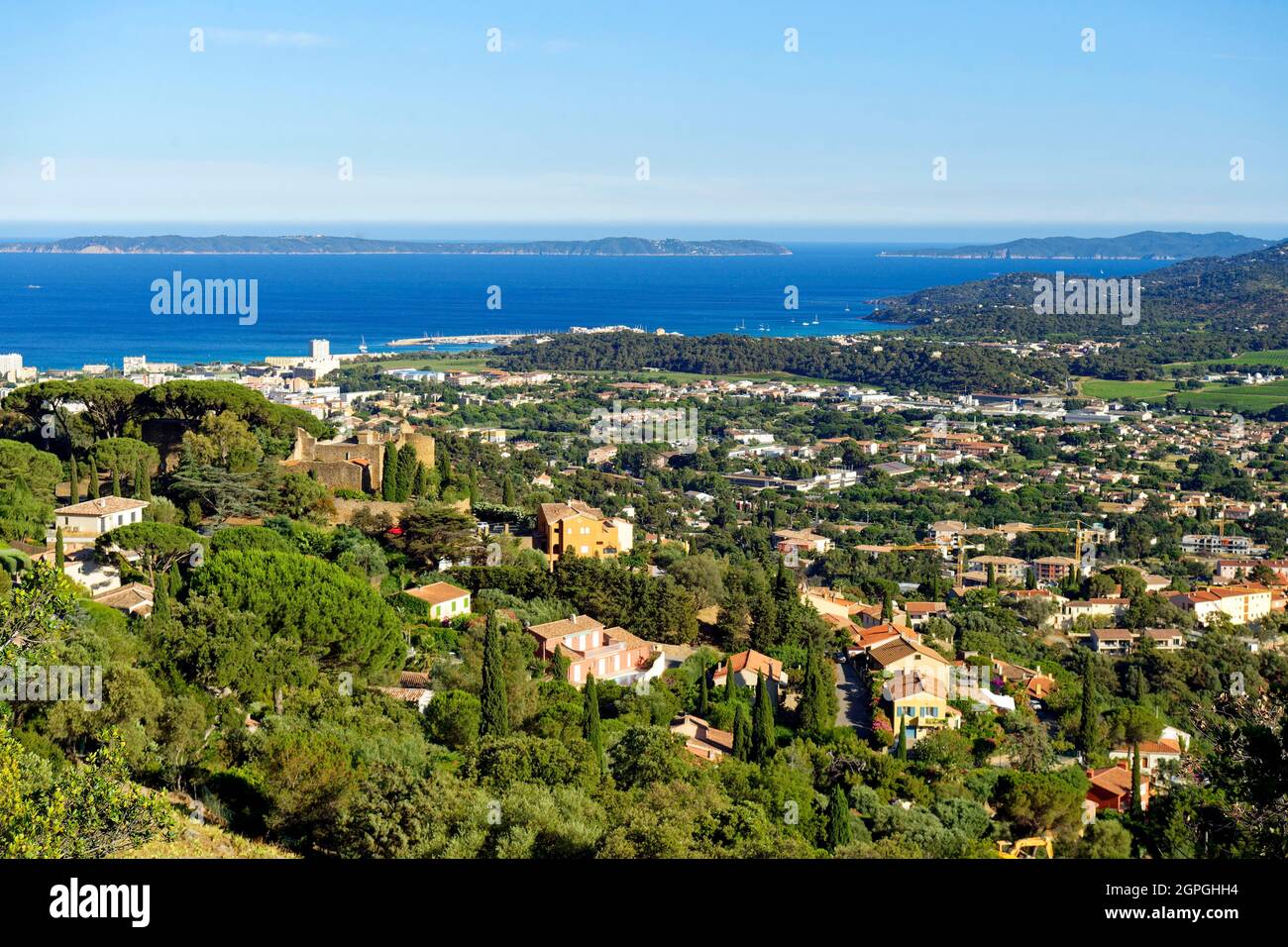 France, Var, Bormes-les-Mimosas, the old medieval village with the ...