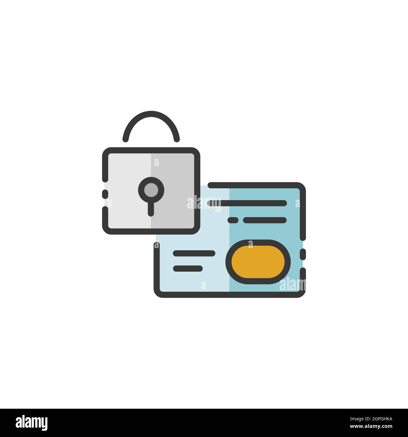 Secure credit card payment. Security padlock. Filled color icon ...