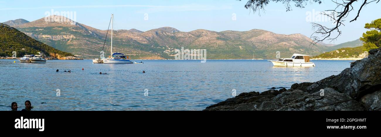 Croatia, Dalmatia, Elaphite Islands, Sipan Island, the port of Sudurad ...