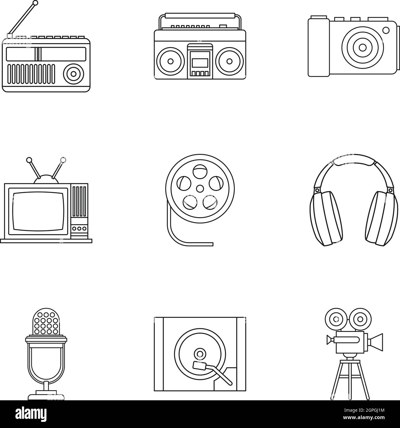 Electronic equipment icons set, outline style Stock Vector Image & Art ...