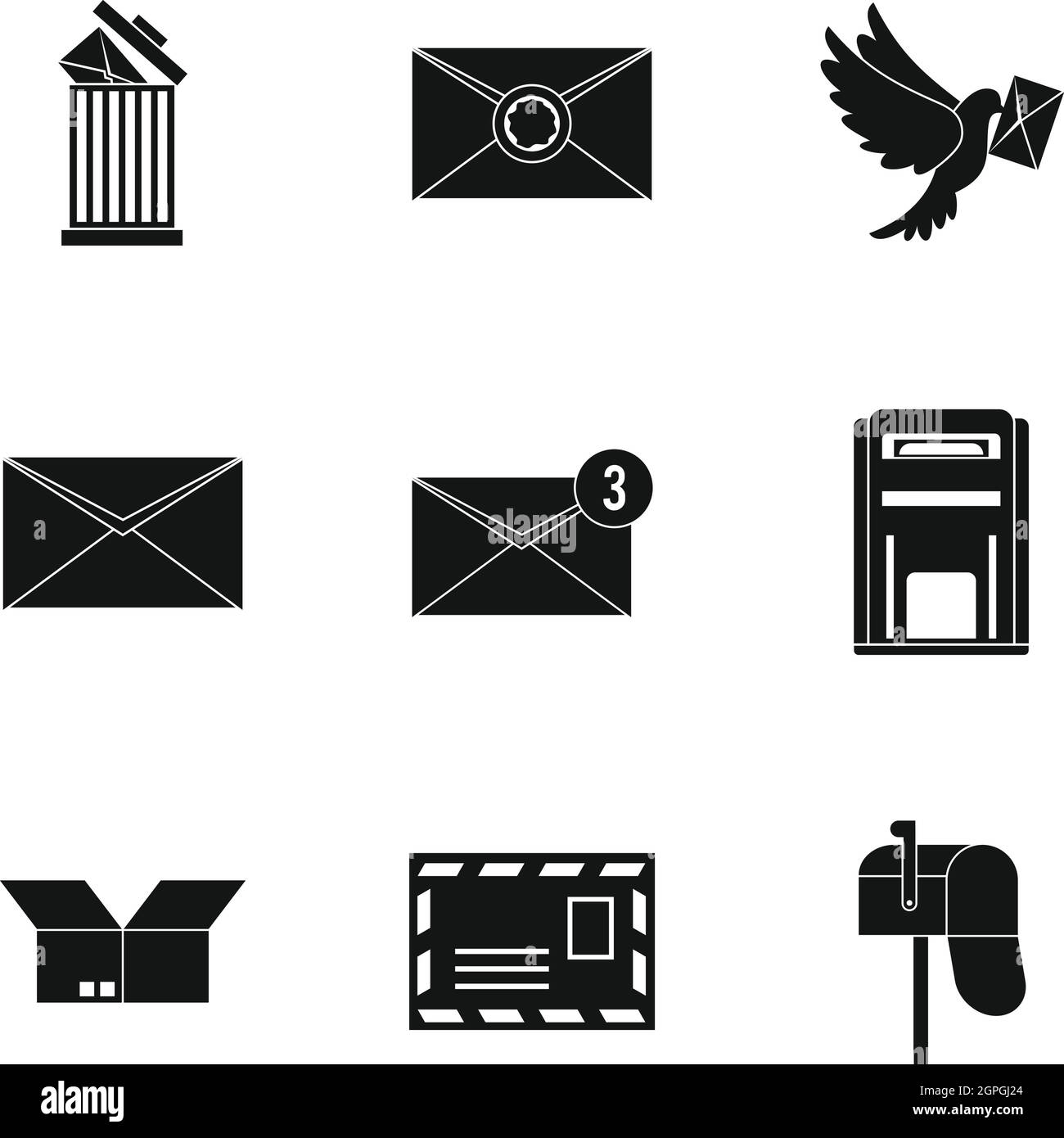 Simple icons set box Black and White Stock Photos & Images - Alamy