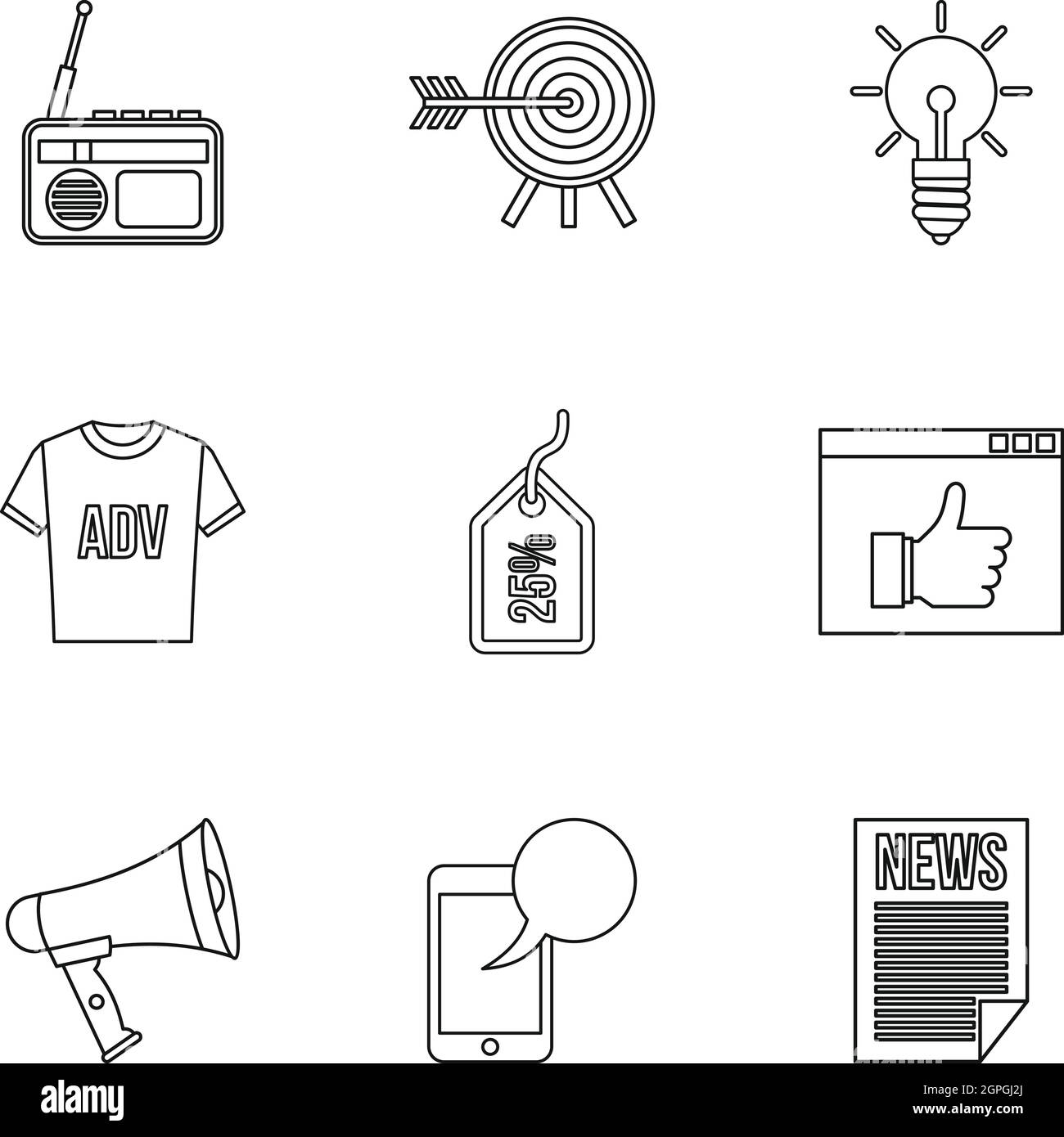 Advertising icons set, outline style Stock Vector Image & Art - Alamy