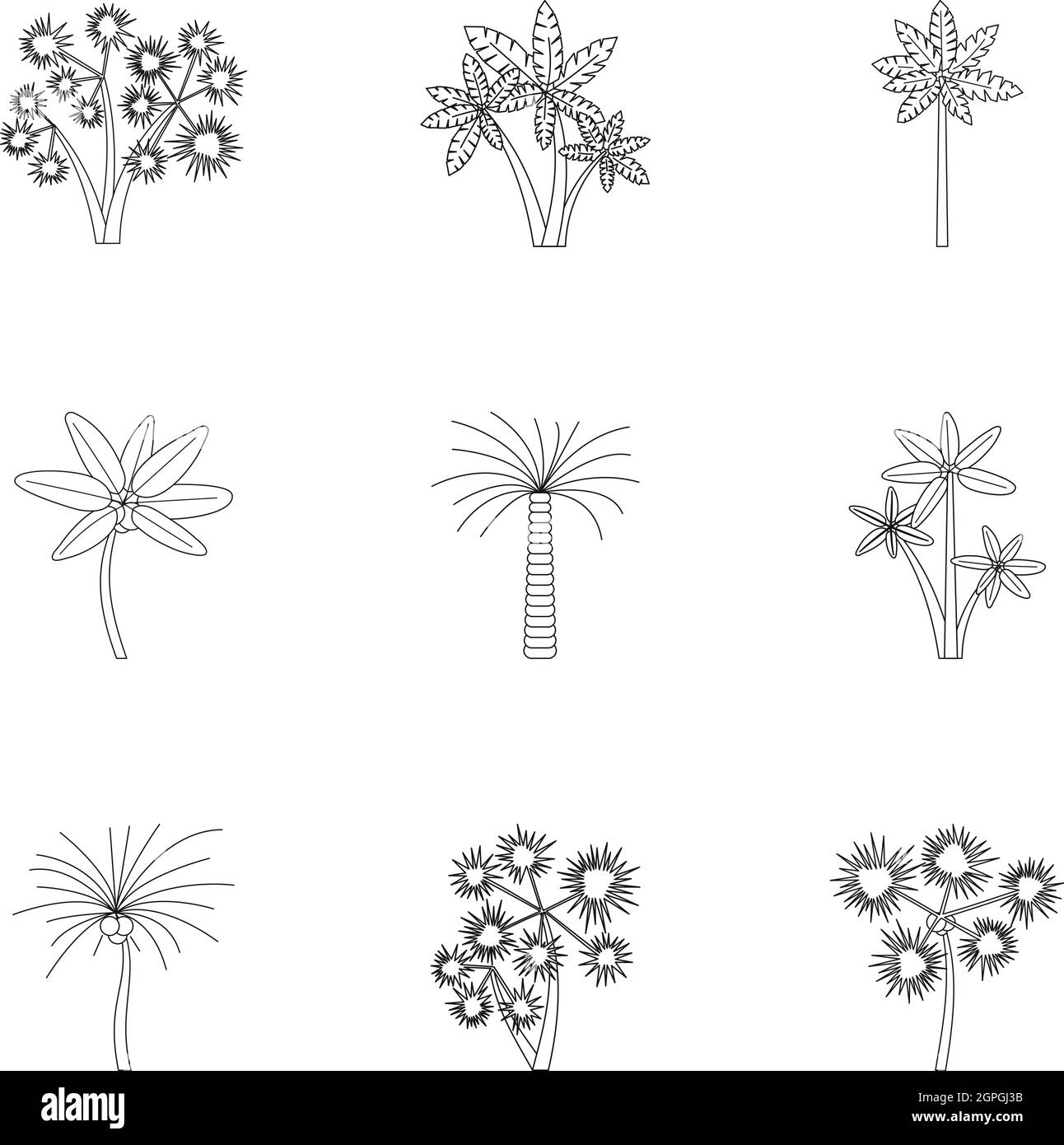 Types of palm icons set, outline style Stock Vector Image & Art - Alamy