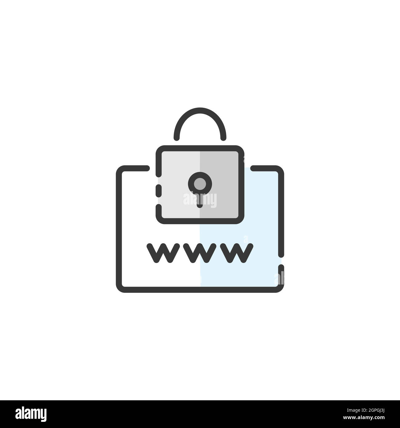 Secure web navigation. Security padlock. Internet concept. Filled color ...
