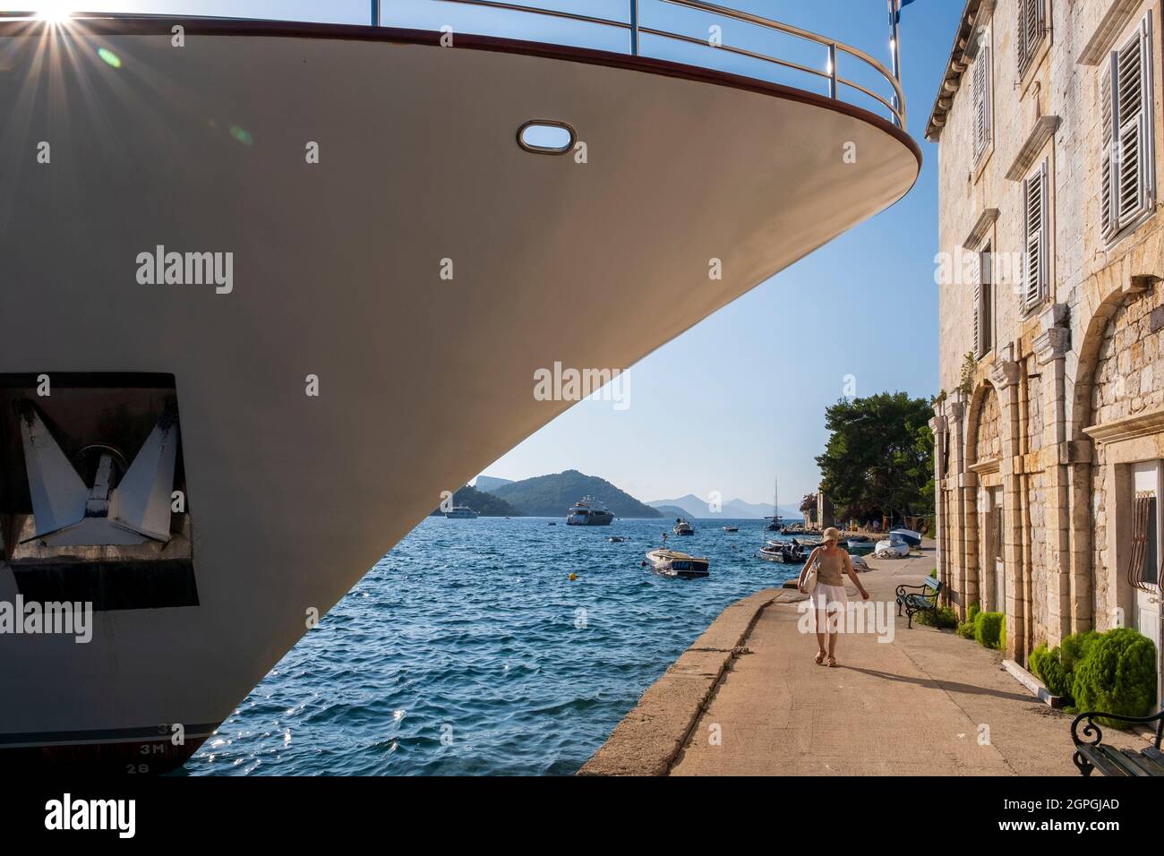 Croatia, Dalmatia, Elaphite Islands, Sipan Island, the port of Sipanska ...