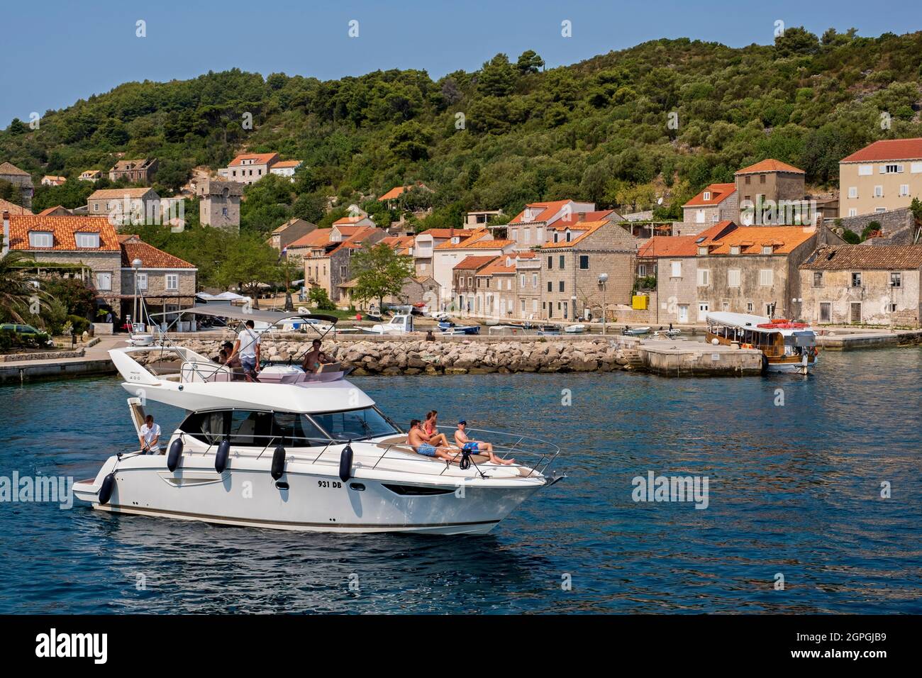Croatia, Dalmatia, Elaphite Islands, Sipan Island, the port of Sudurad ...