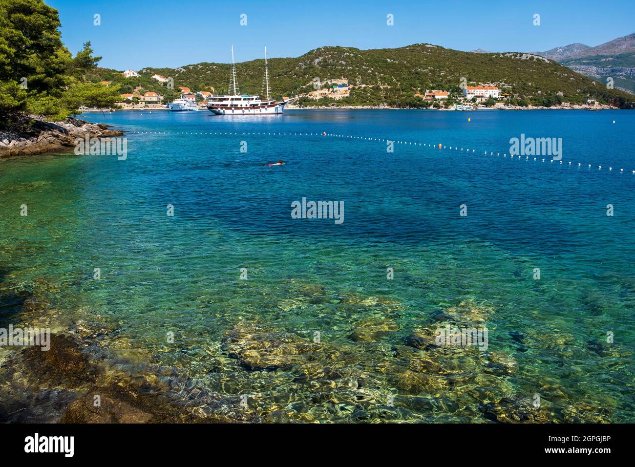 Croatia, Dalmatia, Elaphite Islands, Sipan Island, the port of Sudurad ...