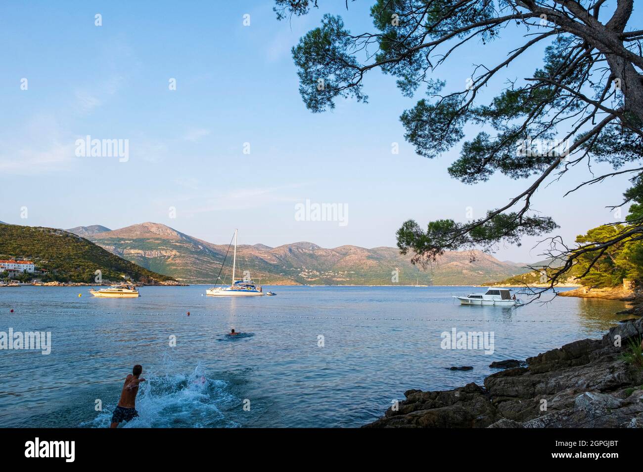 Croatia, Dalmatia, Elaphite Islands, Sipan Island, the port of Sudurad ...