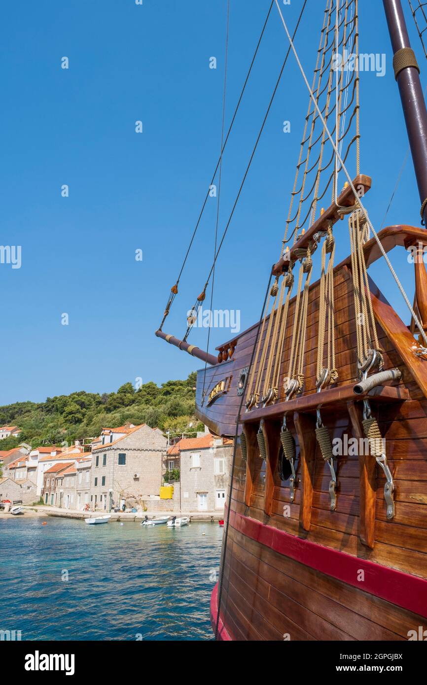 Croatia, Dalmatia, Elaphite Islands, Sipan Island, the port of Sudurad ...