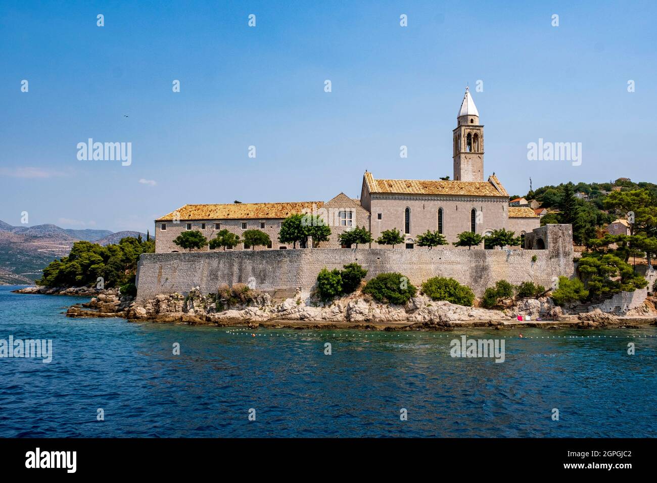 Croatia, Dalmatia, Elaphite Islands, Lopud Island, St Mary's church and ...