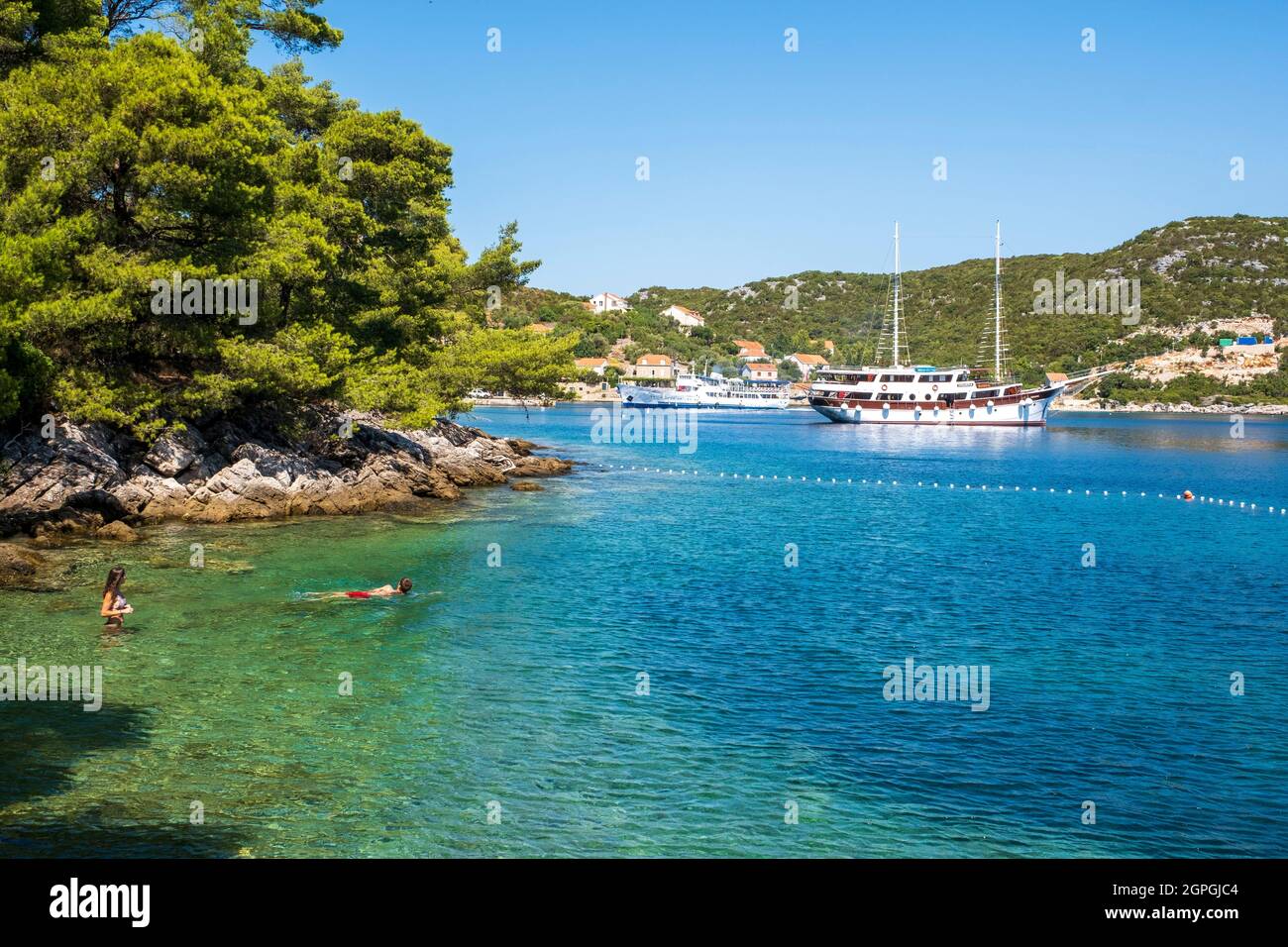 Croatia, Dalmatia, Elaphite Islands, Sipan Island, the port of Sudurad ...