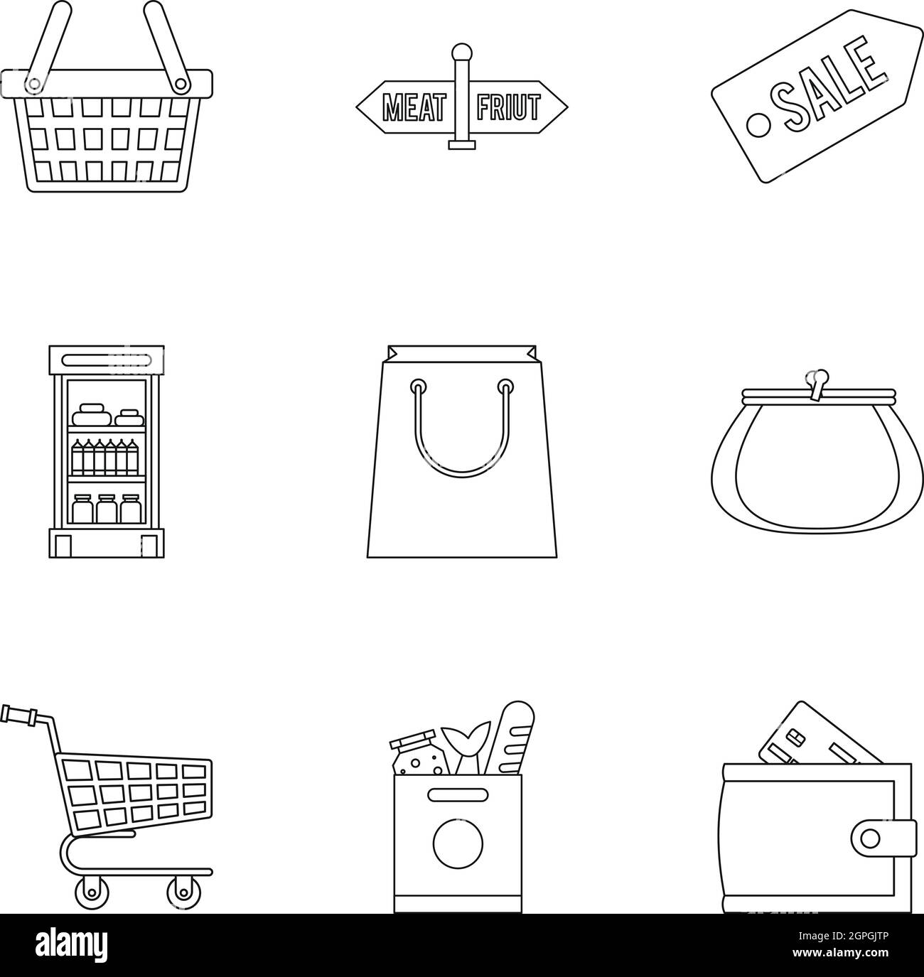 Shop icons set, outline style Stock Vector Image & Art - Alamy