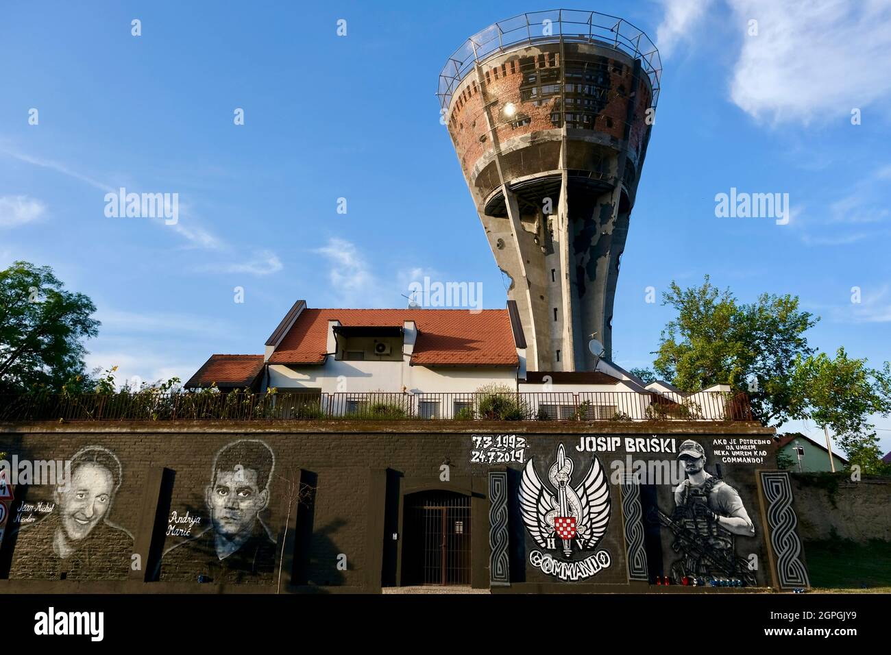 Croatia, Slavonia, Vukovar, the water tower, symbol of the city's ...