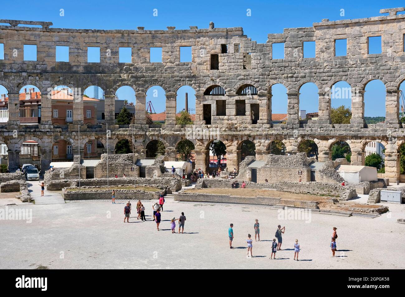Croatia, Istria, Adriatic coast, Pula, the Roman amphitheater or ...