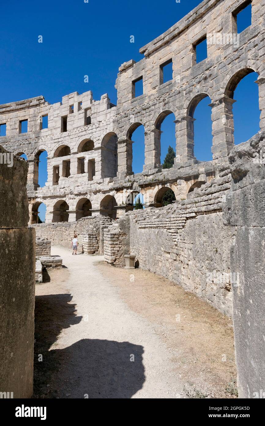 Croatia, Istria, Adriatic coast, Pula, the Roman amphitheater or ...