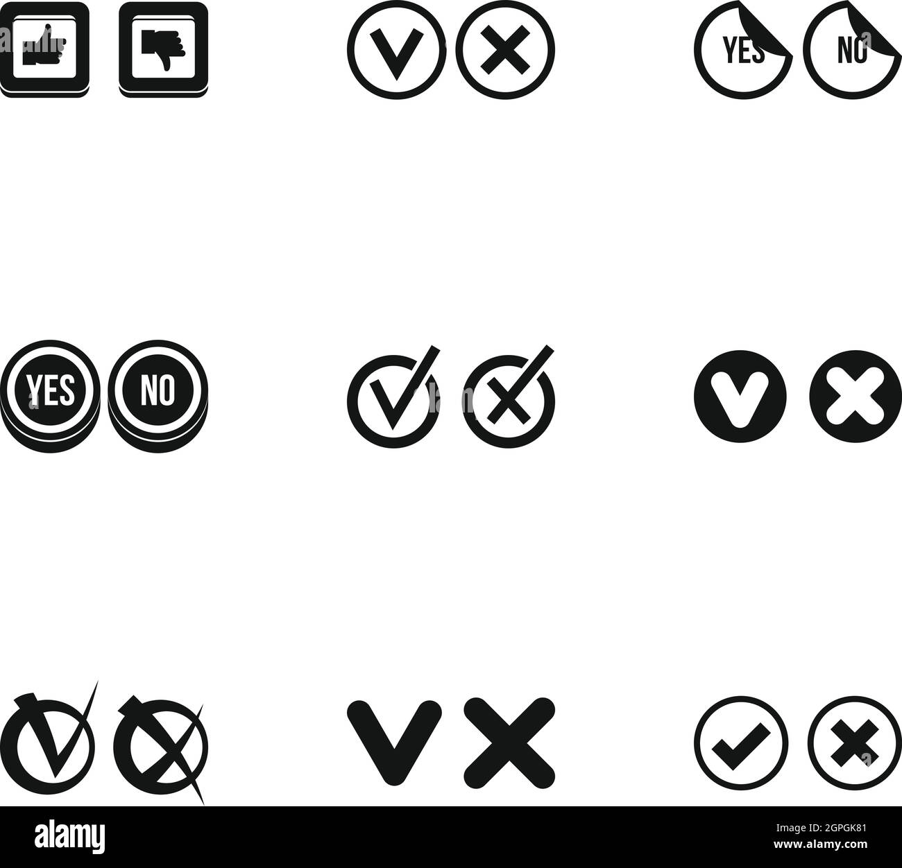 Yes no tick cross Black and White Stock Photos & Images - Alamy