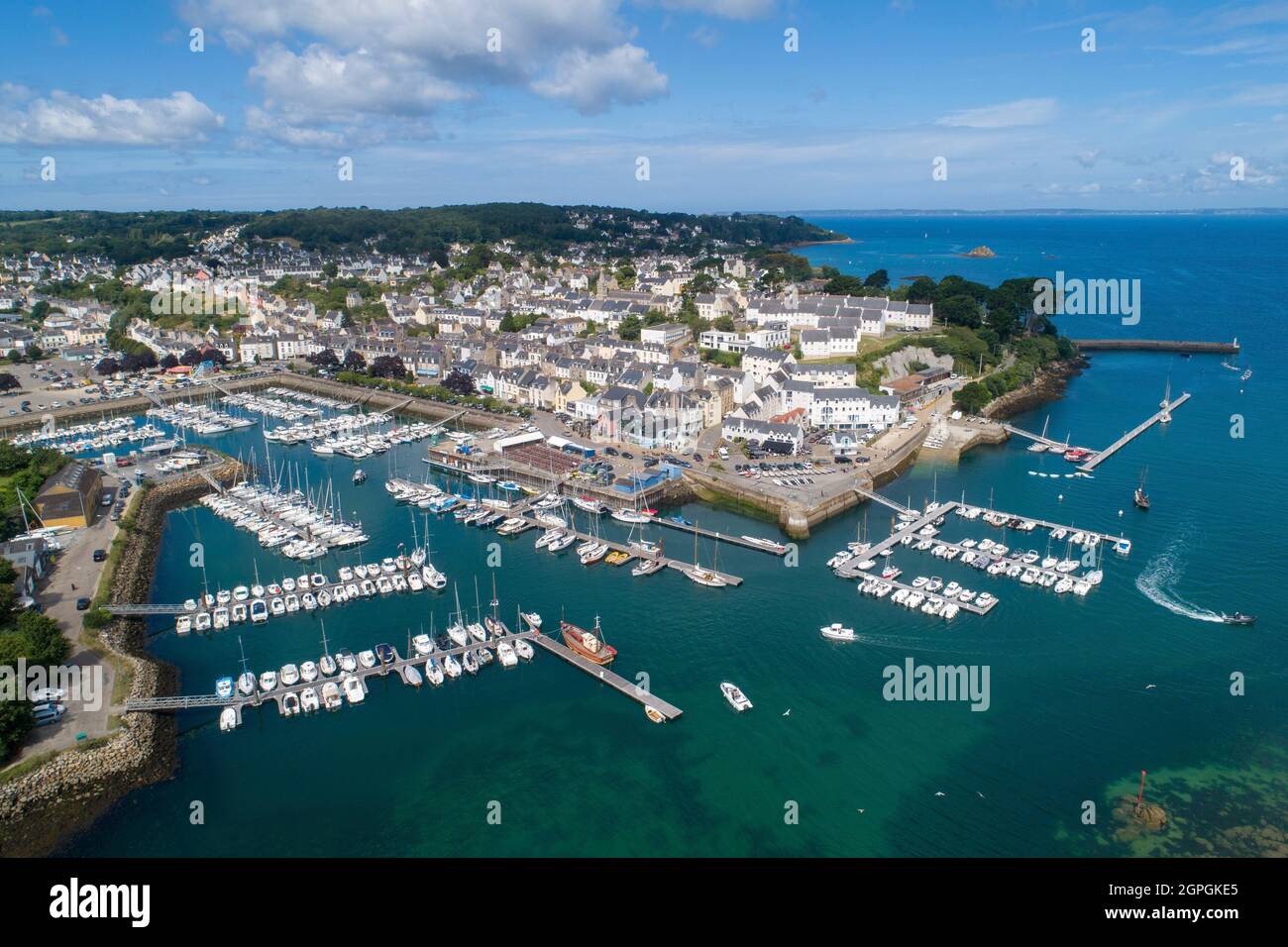 France, Finistere, Douarnenez, Treboul marina (aerial view Stock Photo ...