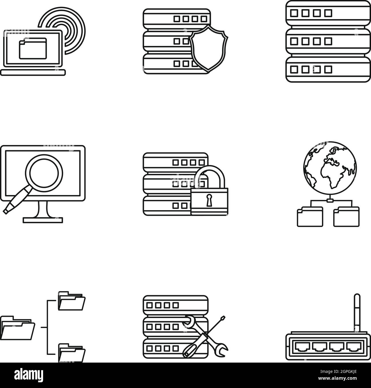 Computer icons set, outline style Stock Vector Image & Art - Alamy
