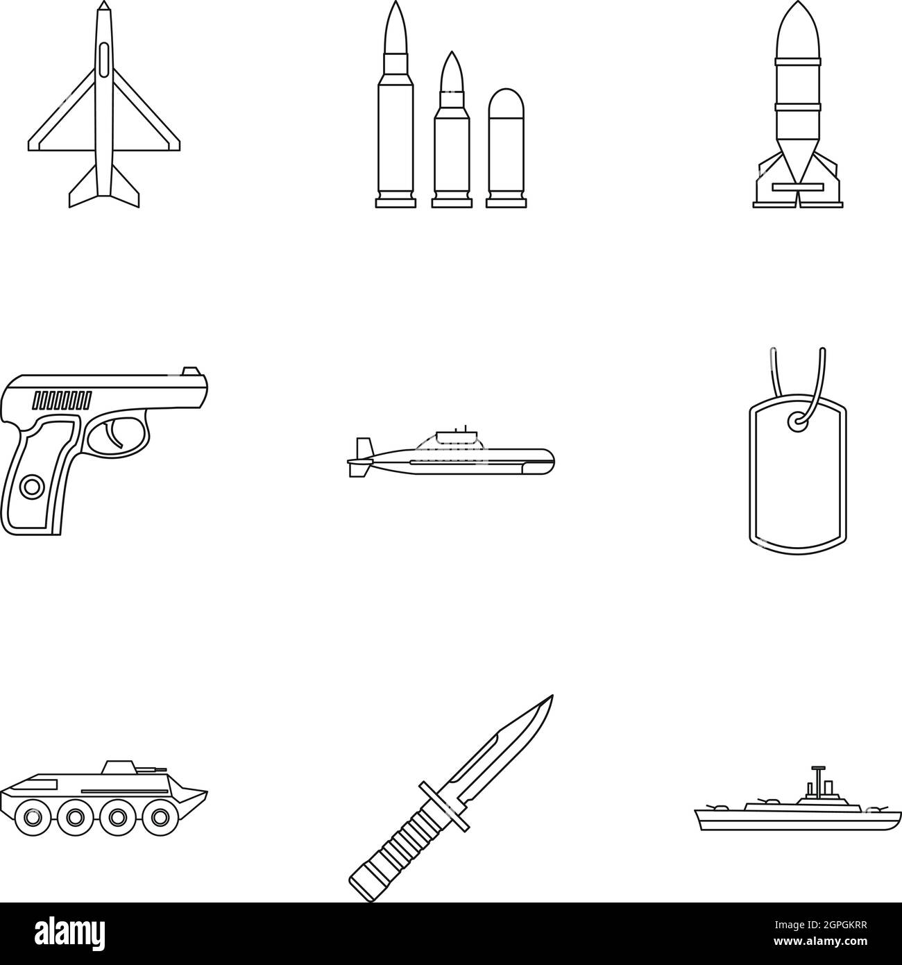 Military defense icons set, outline style Stock Vector Image & Art - Alamy