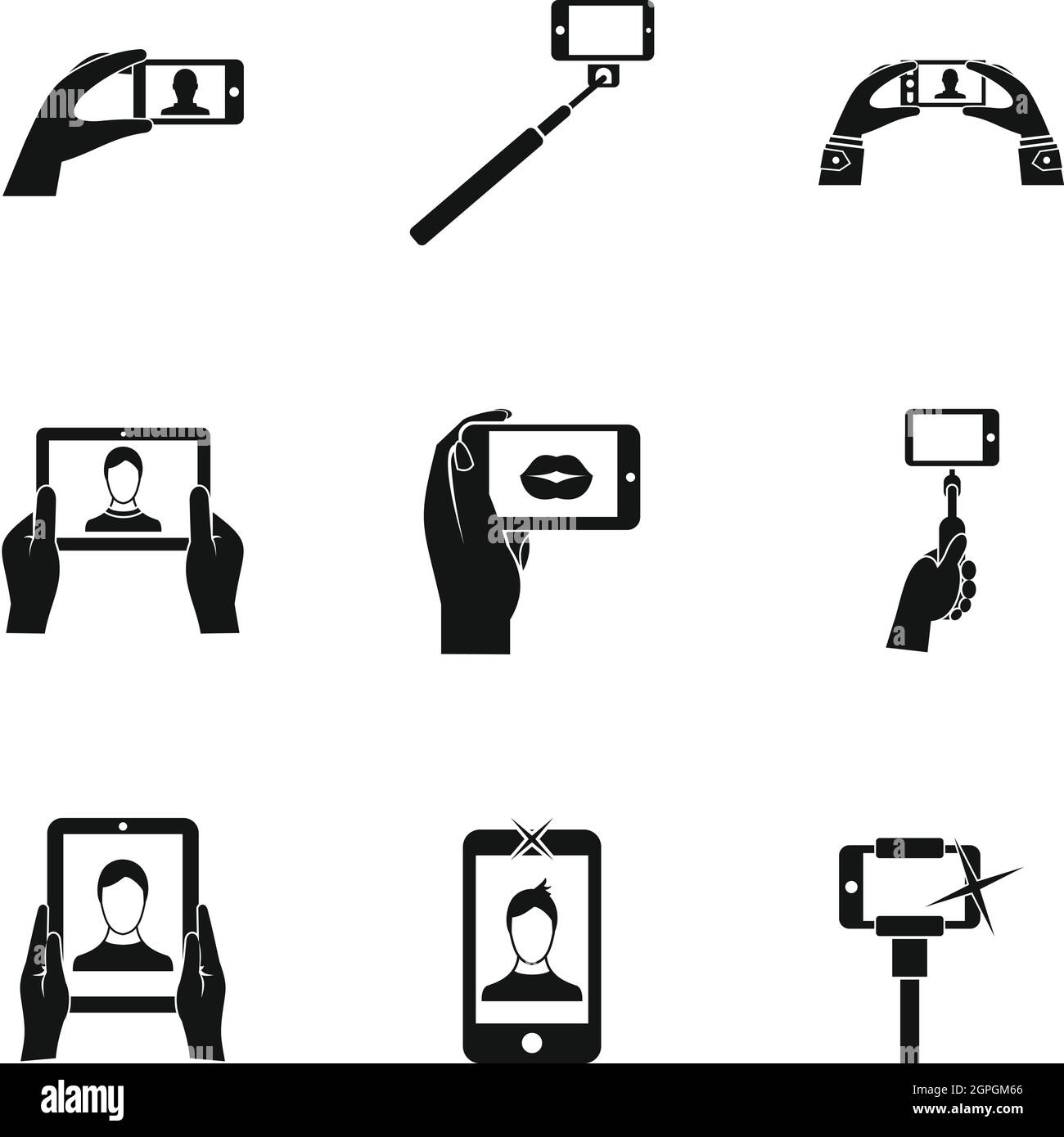Simple icon set showing Black and White Stock Photos & Images - Alamy
