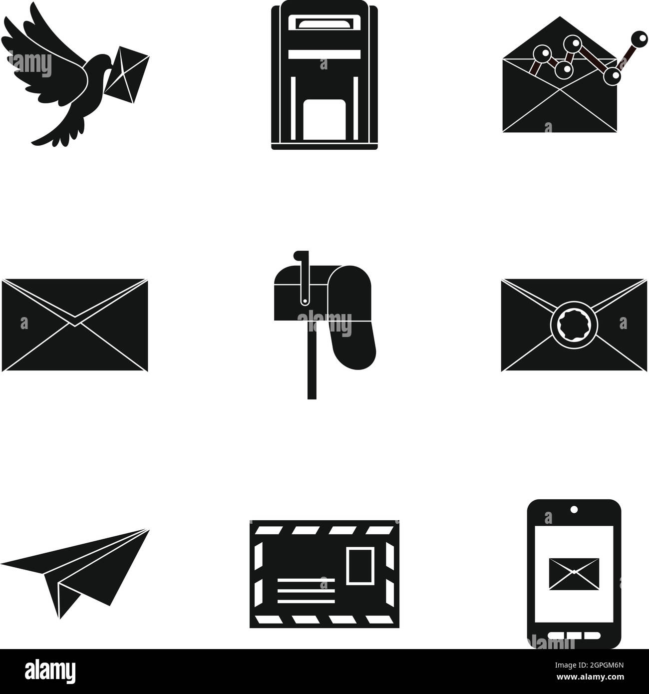 Communication via internet icons set, simple style Stock Vector Image ...