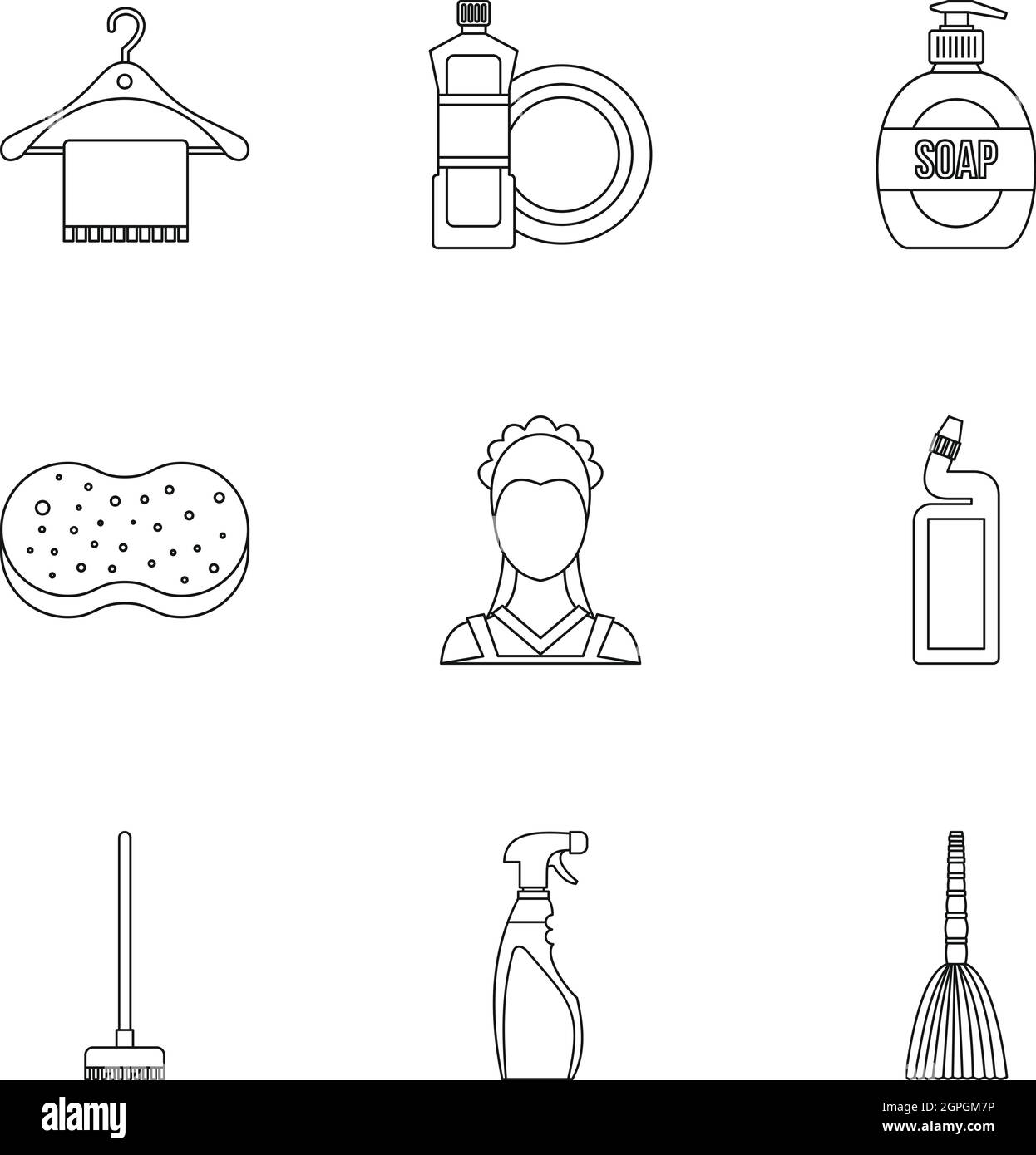 Cleaning line icons Black and White Stock Photos & Images - Alamy