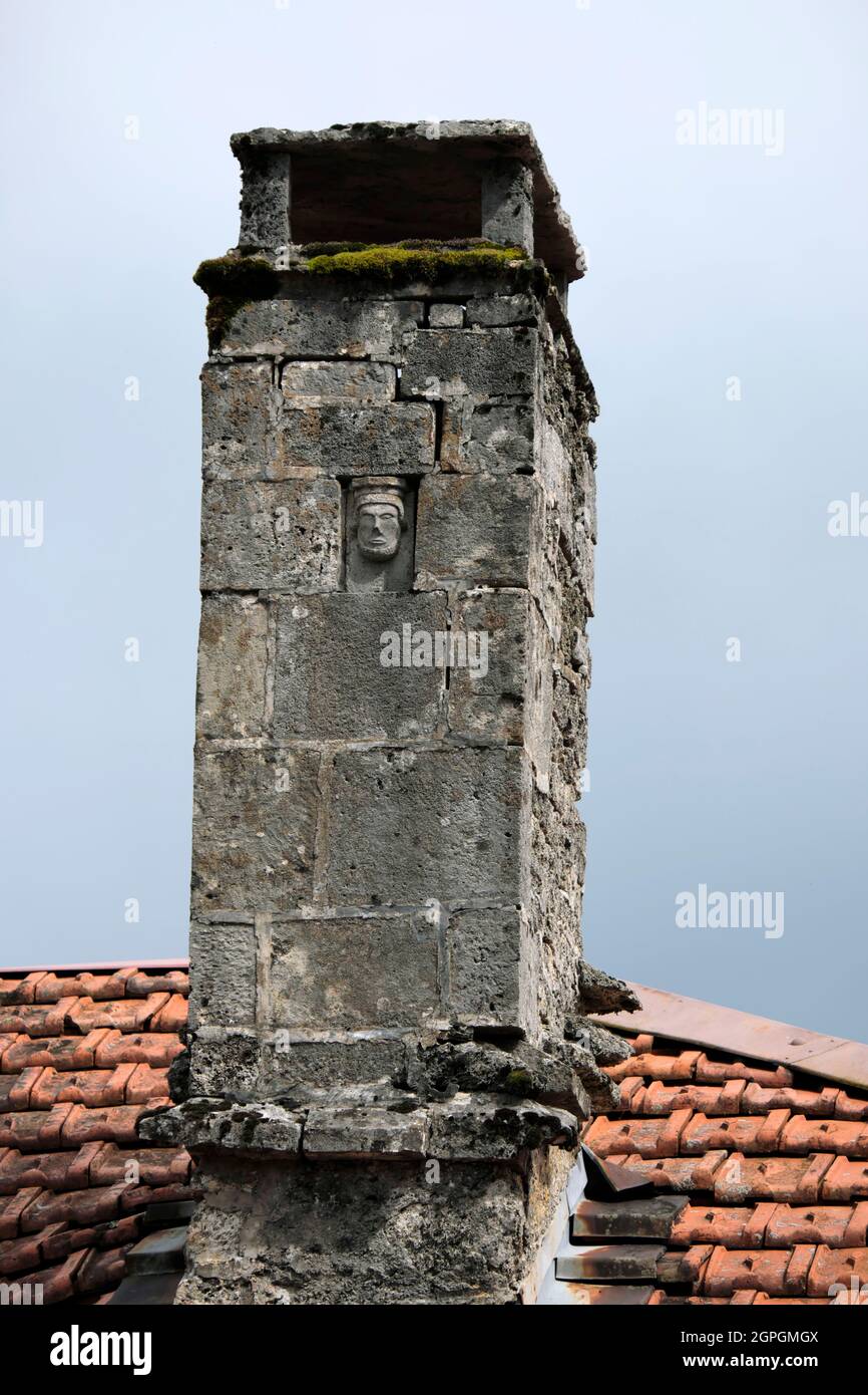 France, Doubs, Le Bizot, House of justice dated 16th century, fireplace ...