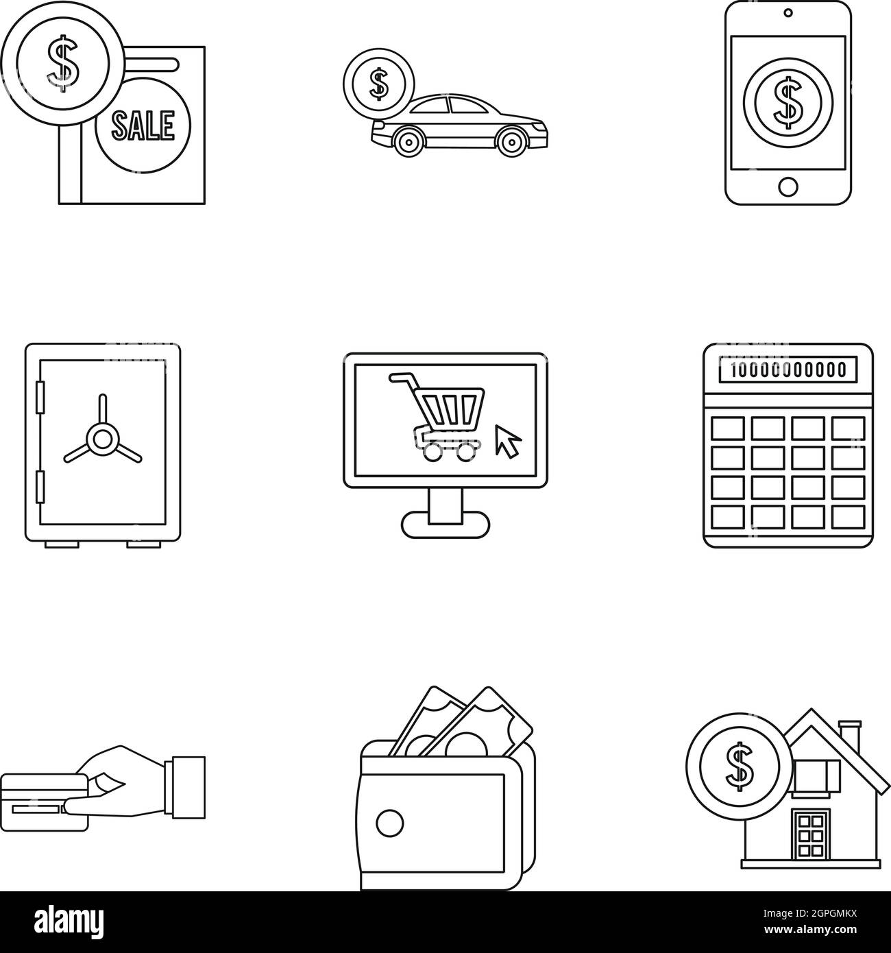 Funding icons set, outline style Stock Vector Image & Art - Alamy