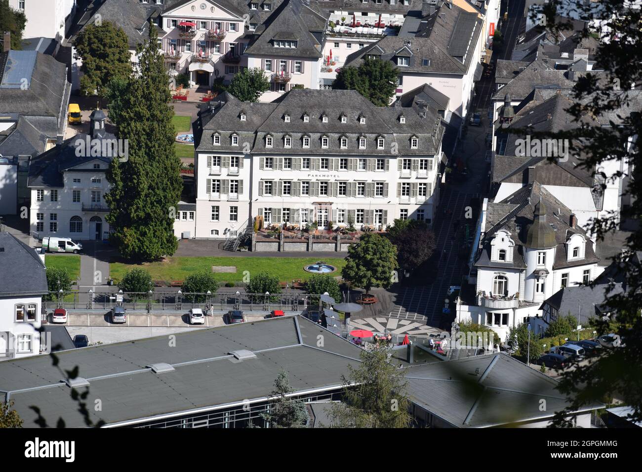 view across spa village Bad Bertrich in the Eifel Stock Photo - Alamy