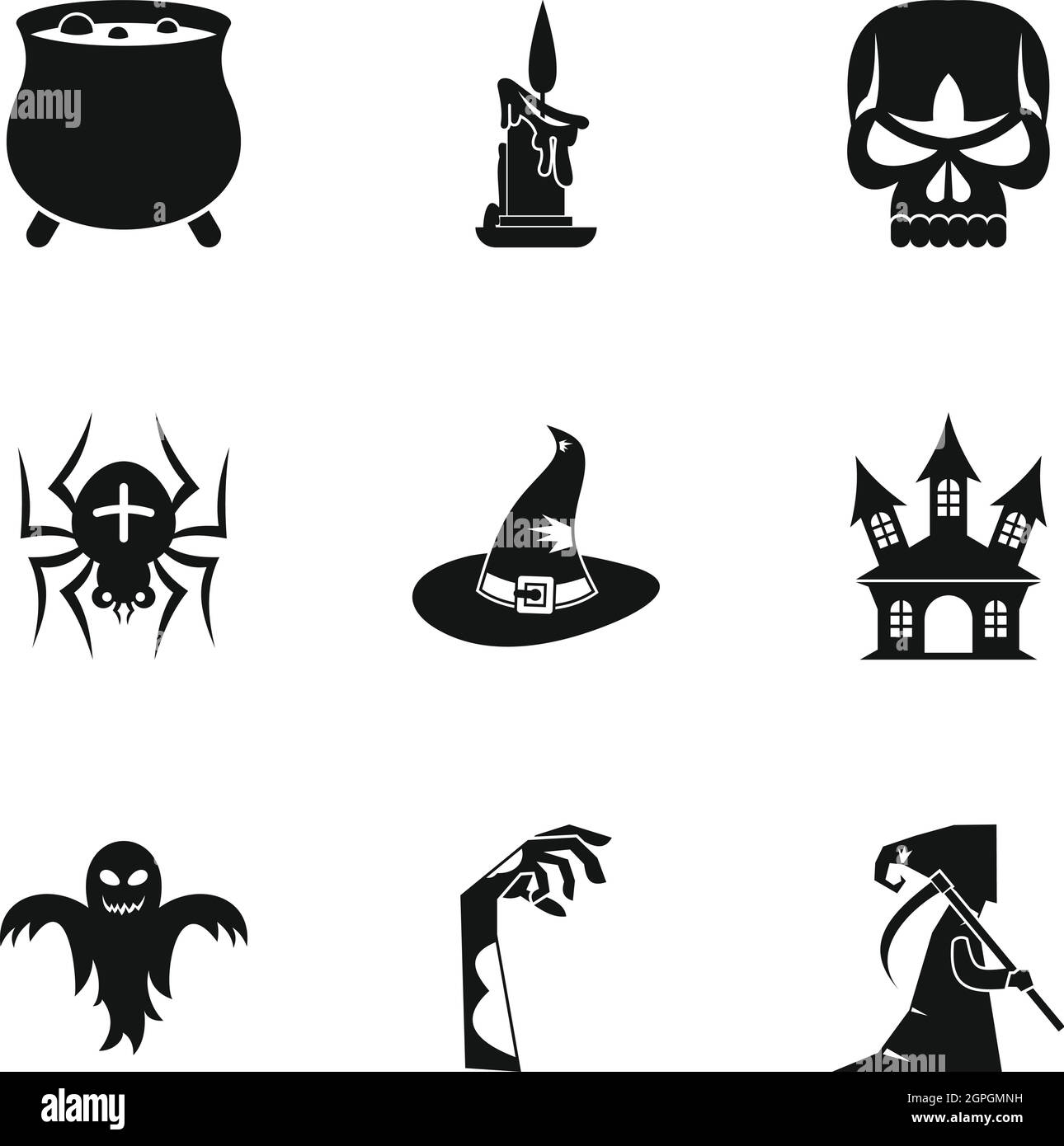 Set halloween black spider Stock Vector Images - Alamy