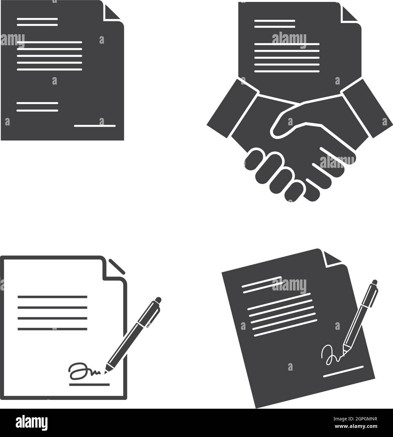 paper document with pen and handshake vector illustration design Stock ...