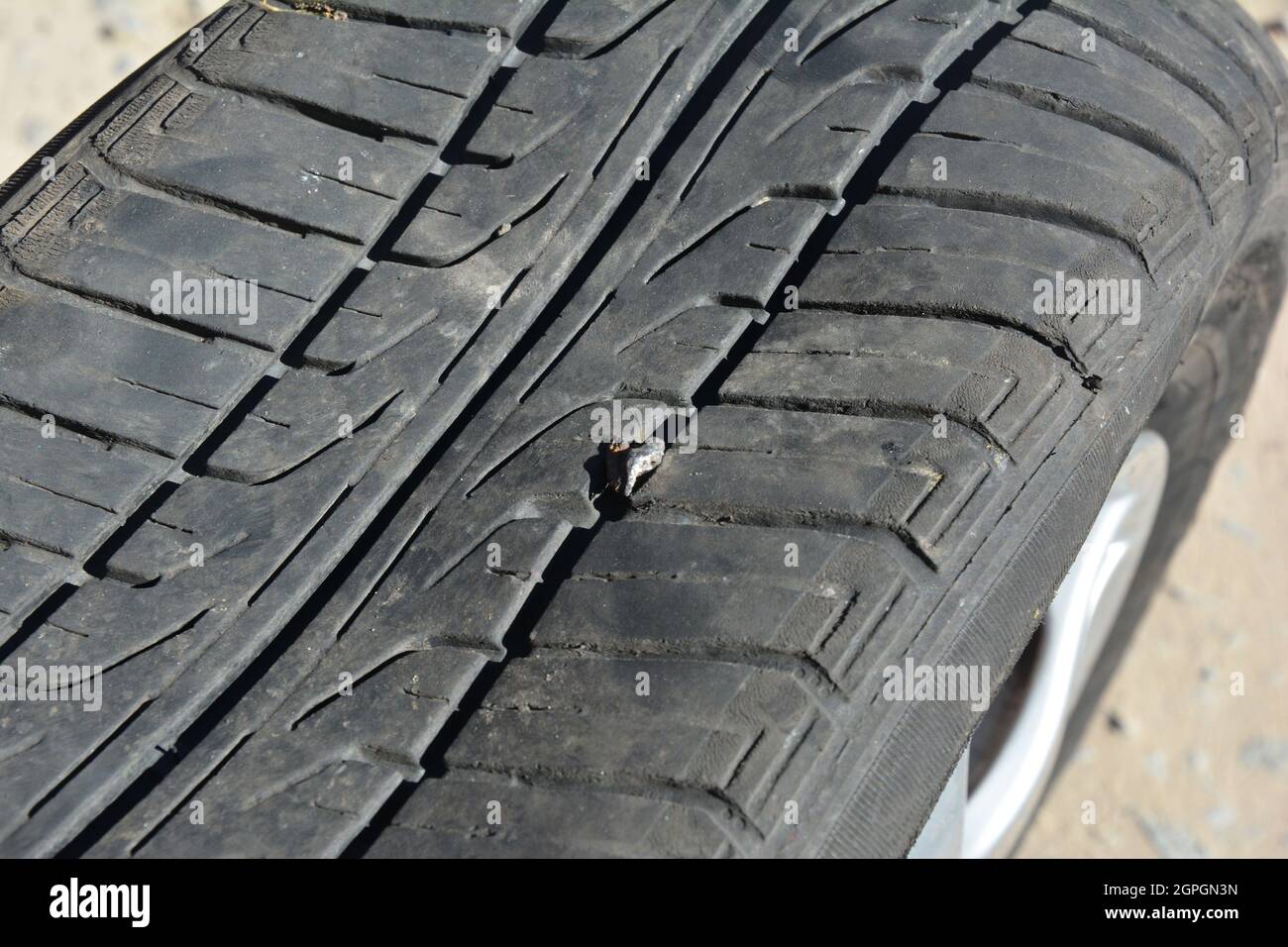 Car tire damage hi-res stock photography and images - Alamy