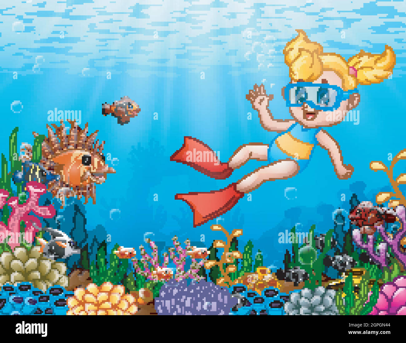 Child scuba diving Stock Vector Images - Alamy