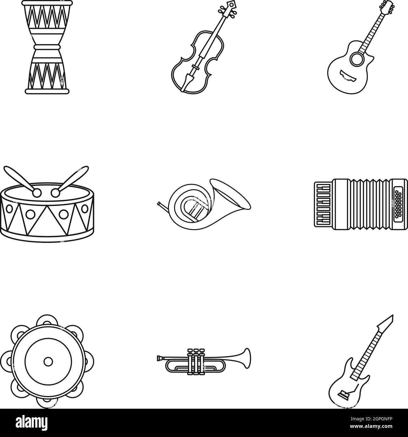 Drawing tools outline white Black and White Stock Photos & Images - Alamy